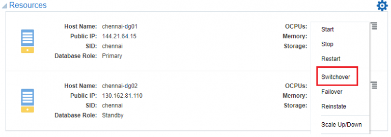 Oracle 18c-Performing a Data Guard Switchover using DBCS Console | Oracledbwr