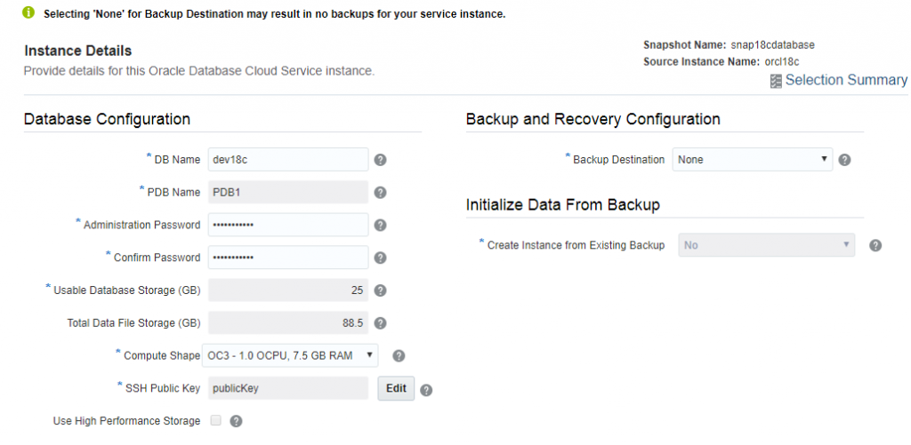 Oracle 18c Cloud Database Cloning by Instance Snapshots | Oracledbwr