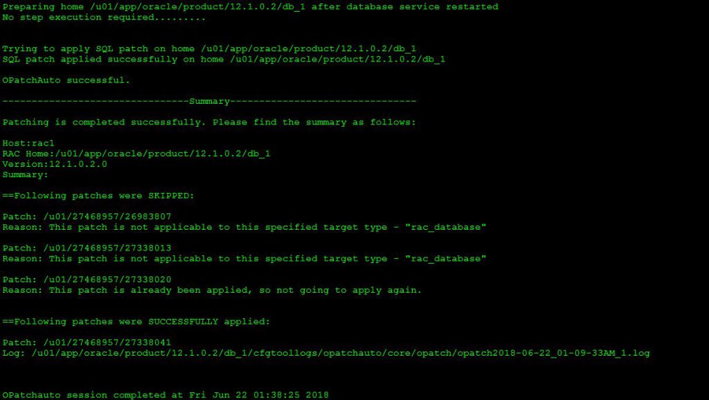 Step By Step Apply 12c Grid And Db April 2018 Psu To Oracle 12cr1 2 Node Rac Oracledbwr 4248