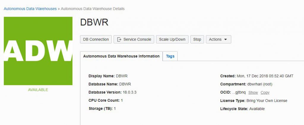 Step-by-Step Creation of Oracle Autonomous Data Warehouse Cloud Service ...