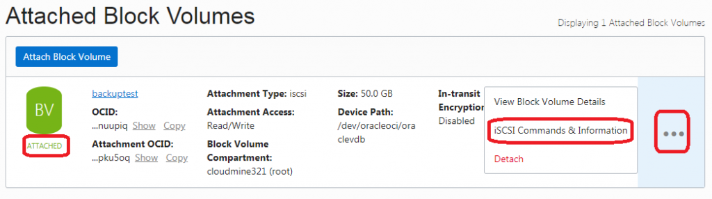 Oracle Gen2 Cloud-Restoring a Backup to a New Volume | Oracledbwr