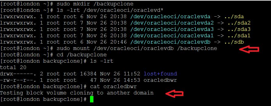 Oracle Gen2 Cloud-Cloning a Volume | Oracledbwr