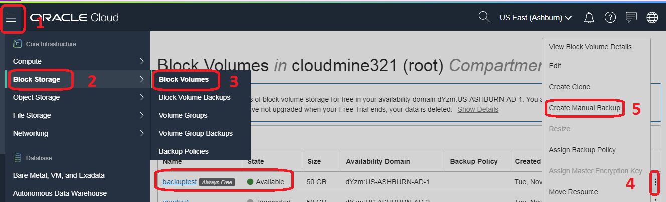 Oracle Gen2 Cloud-Restoring a Backup to a New Volume | Oracledbwr