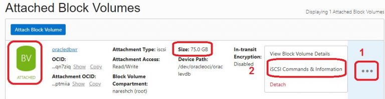 Oracle Gen2 Cloud Resizing A Block Volume Using The Console Oracledbwr