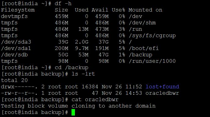 Oracle Gen2 Cloud-Cloning a Volume | Oracledbwr