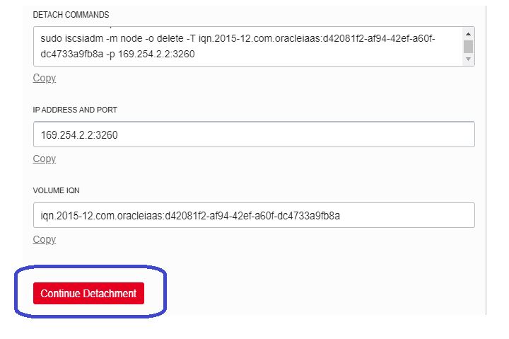 Oracle Gen2 Cloud-Detaching a Volume | Oracledbwr