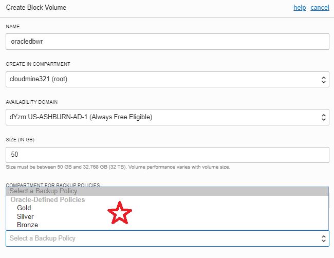 Oracle Gen2 Cloud Automated Block Storage Backups Using Policy Based Scheduled Oracledbwr