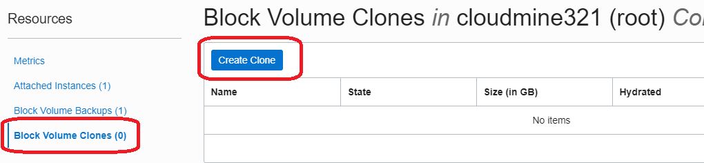 Oracle Gen2 Cloud-Cloning a Volume | Oracledbwr