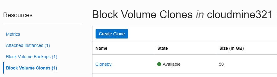 Oracle Gen2 Cloud-Cloning a Volume | Oracledbwr